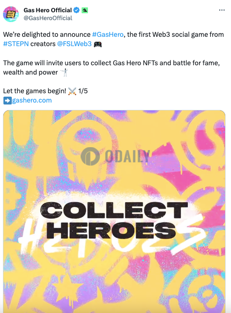 STEPN母公司FSL计划推出Web3社交游戏Gas Hero-web3资讯-ODAILY