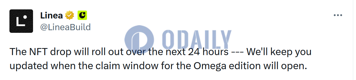 Linea：NFT领取将在24小时内开放-web3资讯-ODAILY