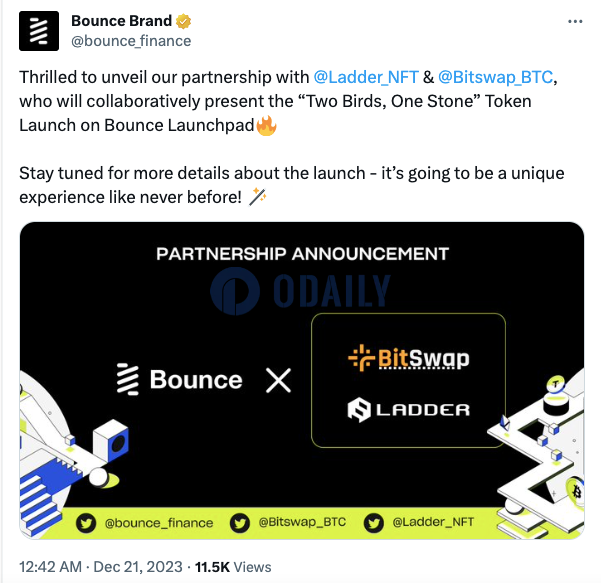 Bounce Brand公布新一期Launchpad项目：Ladder Protocol与Bitswap共同推出AMMX-web3资讯-ODAILY