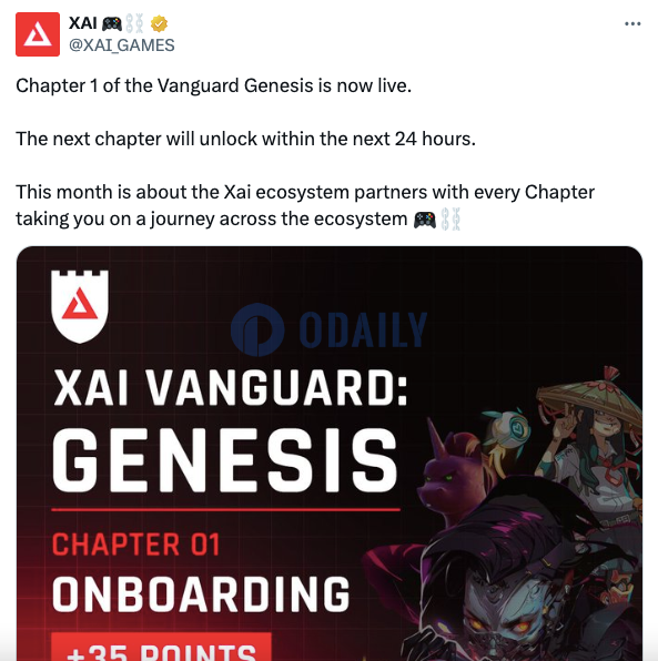 XAI：Vanguard Genesis第一章已上线，下一章即将解锁-web3资讯-ODAILY